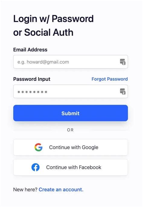 Login With Social Auth Free Webflow Component Facebook Lite Login