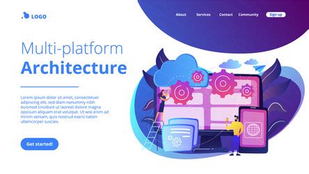 Cross Platform Programming Concept Landing Page Vector Image