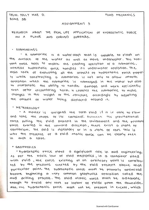 Fluid Mechanics Assignment IM NO 3 YM Mechanical Engineering