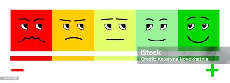 다섯 가지 색상은 피드백 분위기에 직면합니다 웹 사이트 디자인 로고 앱 Ui를 위한 격리된 벡터 일러스트레이션 미소 중립 슬픈 다섯 얼굴 스케일설정 Eps10 감정에 대한