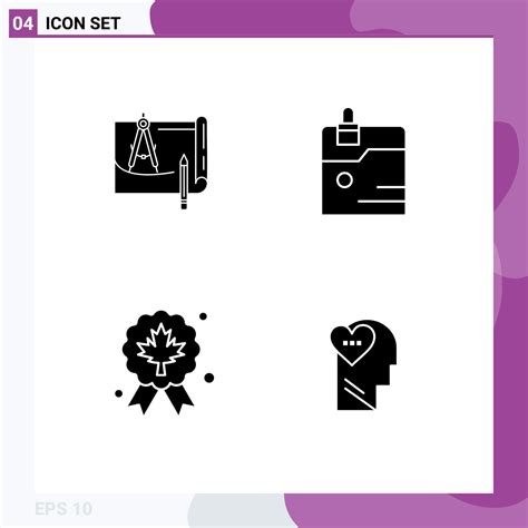 Set Of 4 Modern Ui Icons Symbols Signs For Blueprint Technology