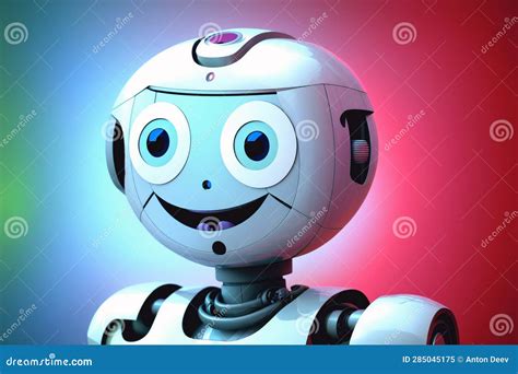 Robot With A Smile On His Face Cyborg With A Happy Expression On His