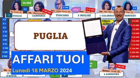 Affari tuoi lunedì 18 marzo 2024 con la Puglia I pacchi aperti in ordine YouTube