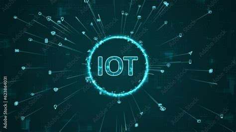 Motion Graphic Of Blue Digital Iot Logo And Ring Rotation Around Logo