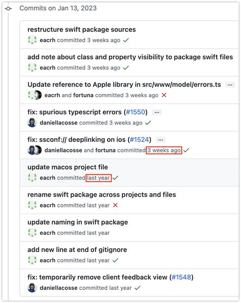 Github Ui Marks Commits Made Earlier This Year Are Shown As `last Year
