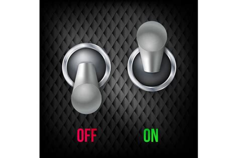 Electric Switch Vector 3d Chrome Metallic Toggle Switcher Realistic Illustration By