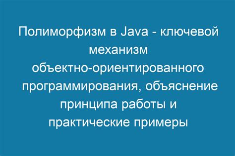 Полиморфизм в Java принцип работы и практические примеры
