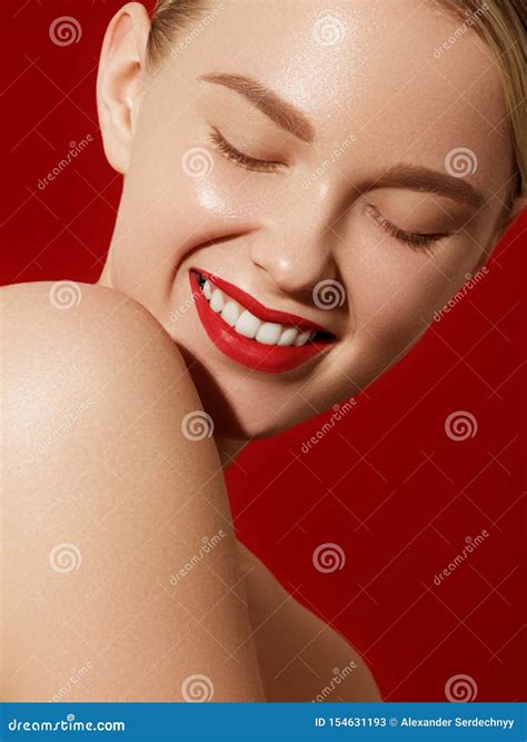 Beautiful Model With Fashion Makeup Close Up Portrait Woman With