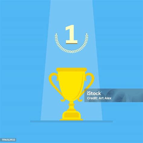 골든 위너 컵 트로피 컵 평면 만화 아이콘입니다 벡터 그림입니다 1위에 대한 스톡 벡터 아트 및 기타 이미지 1위 Championship 경기 스포츠 Istock