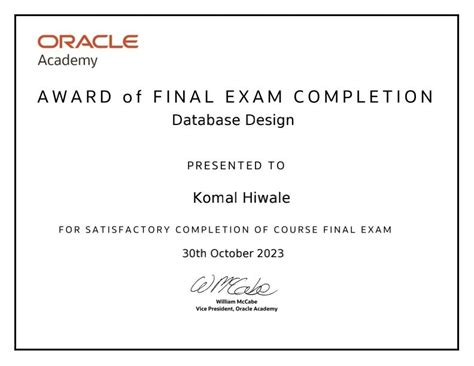 Komal Hiwale On Linkedin Databasedesign Certificationachieved