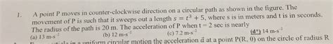 1 a point p moves in counter clockwise direction on a circular path as