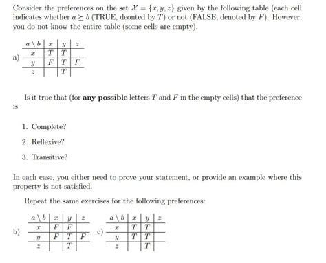 Solved Consider The Preferences On The Set X X Y Z Given Chegg Com
