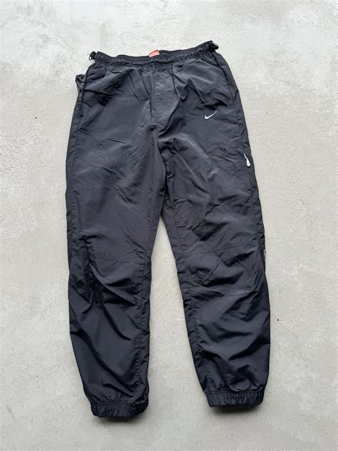 Nike × Streetwear × Vintage Nike Nylon Drill Track Pants Swoosh Y2k Rap