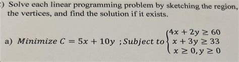 Solved Solve Each Linear Programming Problem By Sketching