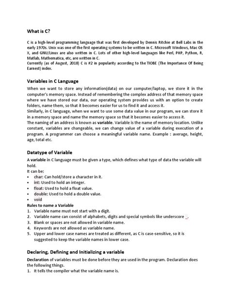 What Is C Rules To Name A Variable Download Free Pdf Data Type C Programming Language