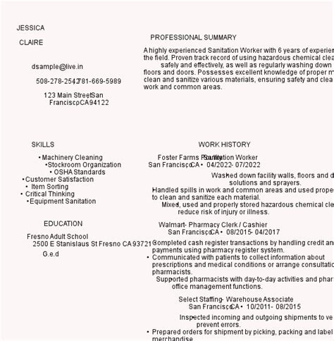 6 Great Sanitation Worker Resume Examples Livecareer
