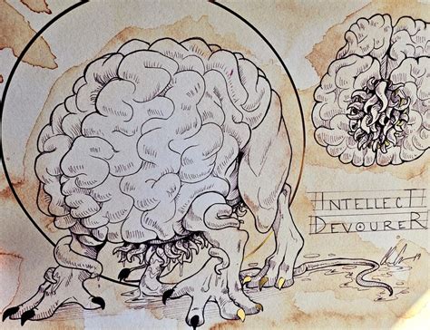 Intellect Devourer Dnd Monster Gold Foil Print 11x14 Etsy