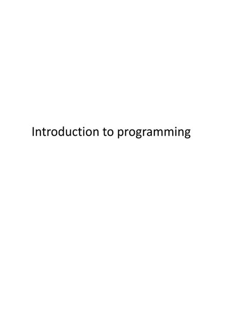 Introduction To Programing Pdf