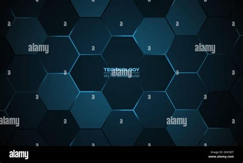 Dark blue hexagon abstract technology background with blue colored ...