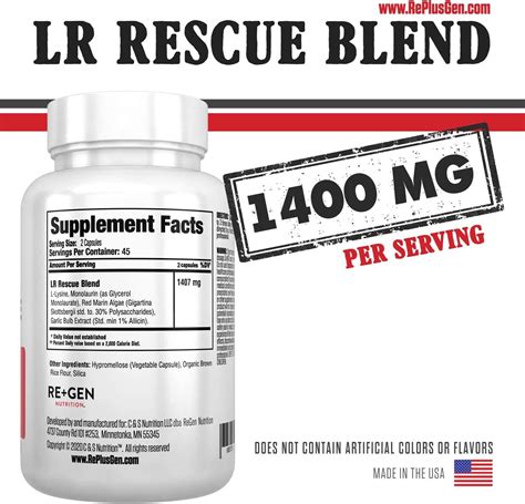 L Lysine Rescue Supplement - Immune Support with Monolaurin, Red Marine ...