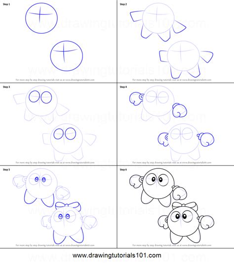 How To Draw Lololo And Lalala From Kirby Printable Drawing Sheet By