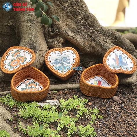 Đĩa Sứ Viền Mây Tre đan Tròn Treo