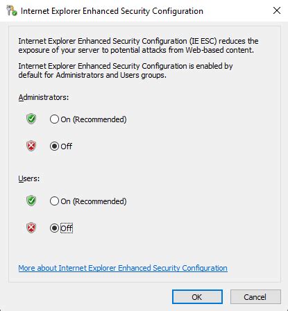 Disable IE Enhanced Security Configuration Azurecurve