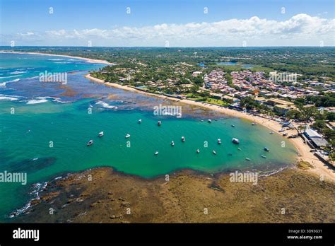 Aerial View Of Praia Do Forte Town Along The Coast In Northeast Of