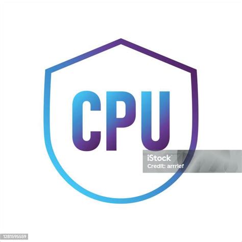 보안 쉴드 아이콘입니다 Cpu 기호가 있는 쉴드 컴퓨터 보안의 개념 그라데이션 스타일 개요 벡터 일러스트레이션 벡터 아이콘 개념