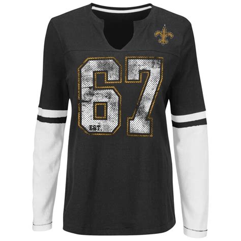 Womens New Orleans Saints Majestic Black Kickoff Blitz Long Sleeve T