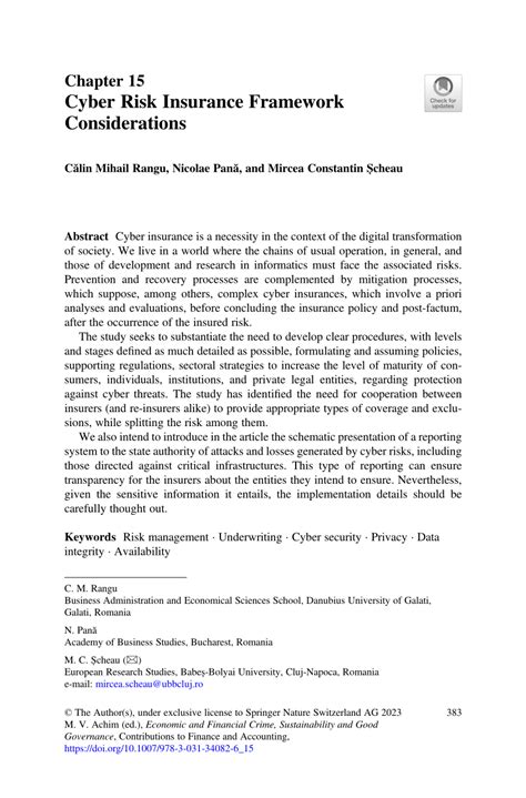PDF Cyber Risk Insurance Framework Considerations