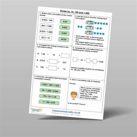 Year 6 Divide By 10 100 And 1 000 Prior Learning Resource Classroom Secrets