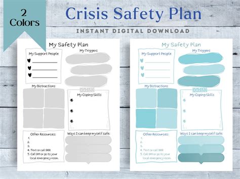 Printable Safety Crisis Plan Worksheet Crisis Intervention Mental