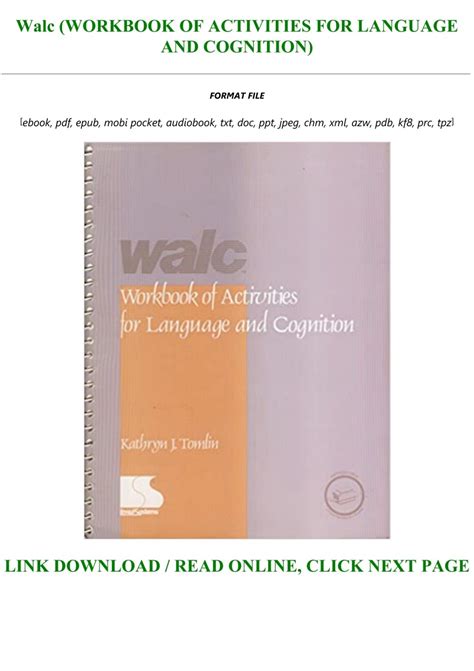 ~ Free Download Walc Workbook Of Activities For Language And Cognition Full Audiobook