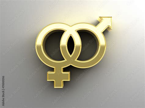 Male And Female Sex Signs Gold 3d Quality Render On The Wall B Stock