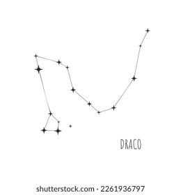 Constellation Draco Scheme Starry Sky Doodle Stock Vector Royalty Free