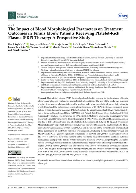 PDF The Impact Of Blood Morphological Parameters On Treatment