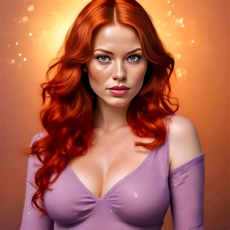 Premium Photo Portrait Of A Young Pretty Redhaired Woman With Long
