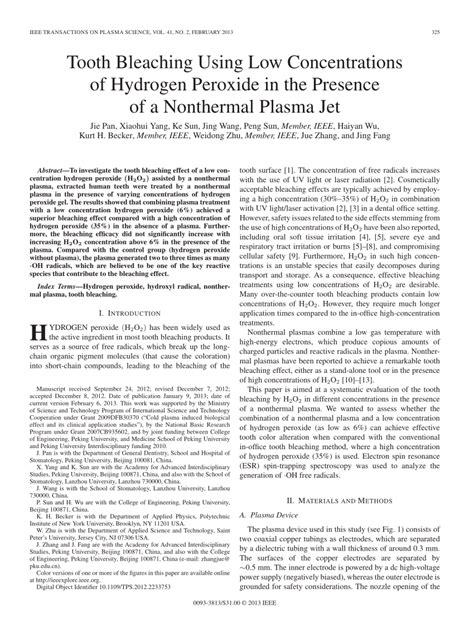 Pdf Tooth Bleaching Using Low Concentrations Of Hydrogen Peroxide In The Presence Of A