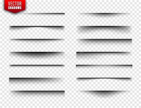 Grupo Das Sombras Do Vetor Divisores Da Página No Fundo Transparente Sombra Isolada Realística