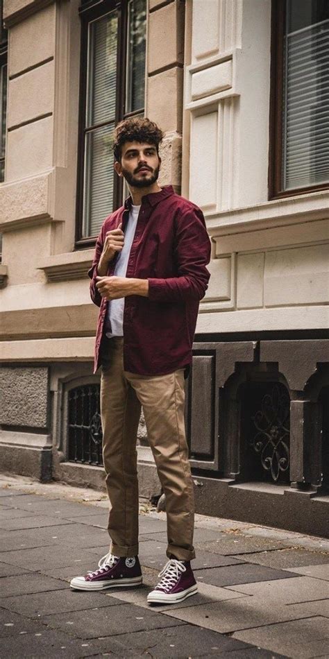 Maroon Pants Outfit Men Shirt Outfit Men Stylish Mens Outfits