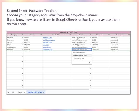 excel password tracker password tracker template passwords
