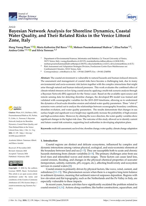 Pdf Bayesian Network Analysis For Shoreline Dynamics Coastal Water Quality And Their Related