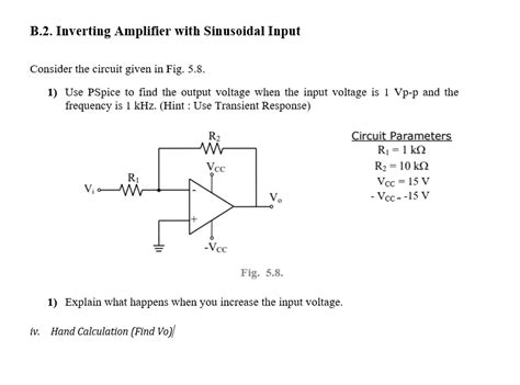 B2 Inverting Amplifier With Sinusoidal Input Consider The Circuit