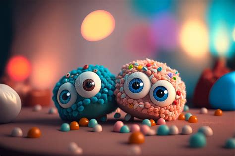 Cute Image Of The Candy Characters Full Of Love And Happiness Abstract