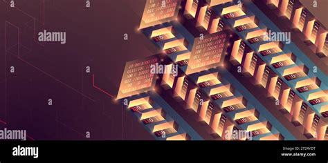 Smart City Isometric Big Data Concept Database Abstract Technology Background Vector