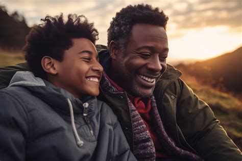 Un Hermoso Retrato De Padre E Hijo Celebrando El Día Del Padre