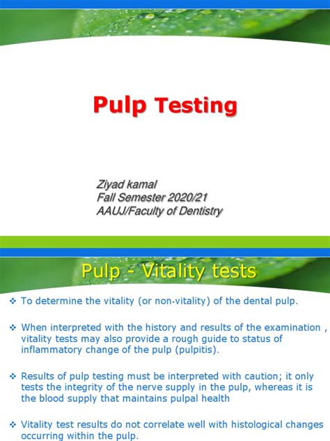 Pulp Testing Pdf Tooth Dentistry