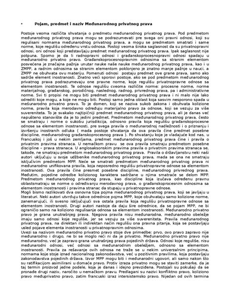 Skripte Iz Medjunarodnog Privatnog Prava Rezime Predlog Pravo Docsity