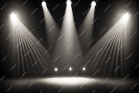 Premium Photo Spotlights Illuminate Empty Stage With Dark Background